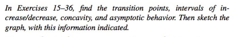 Solved In Exercises 15–36, find the transition points, | Chegg.com