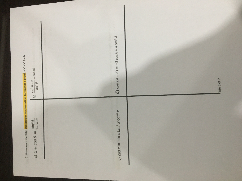 Solved 2. Prove each identity. Use proper mathematical | Chegg.com