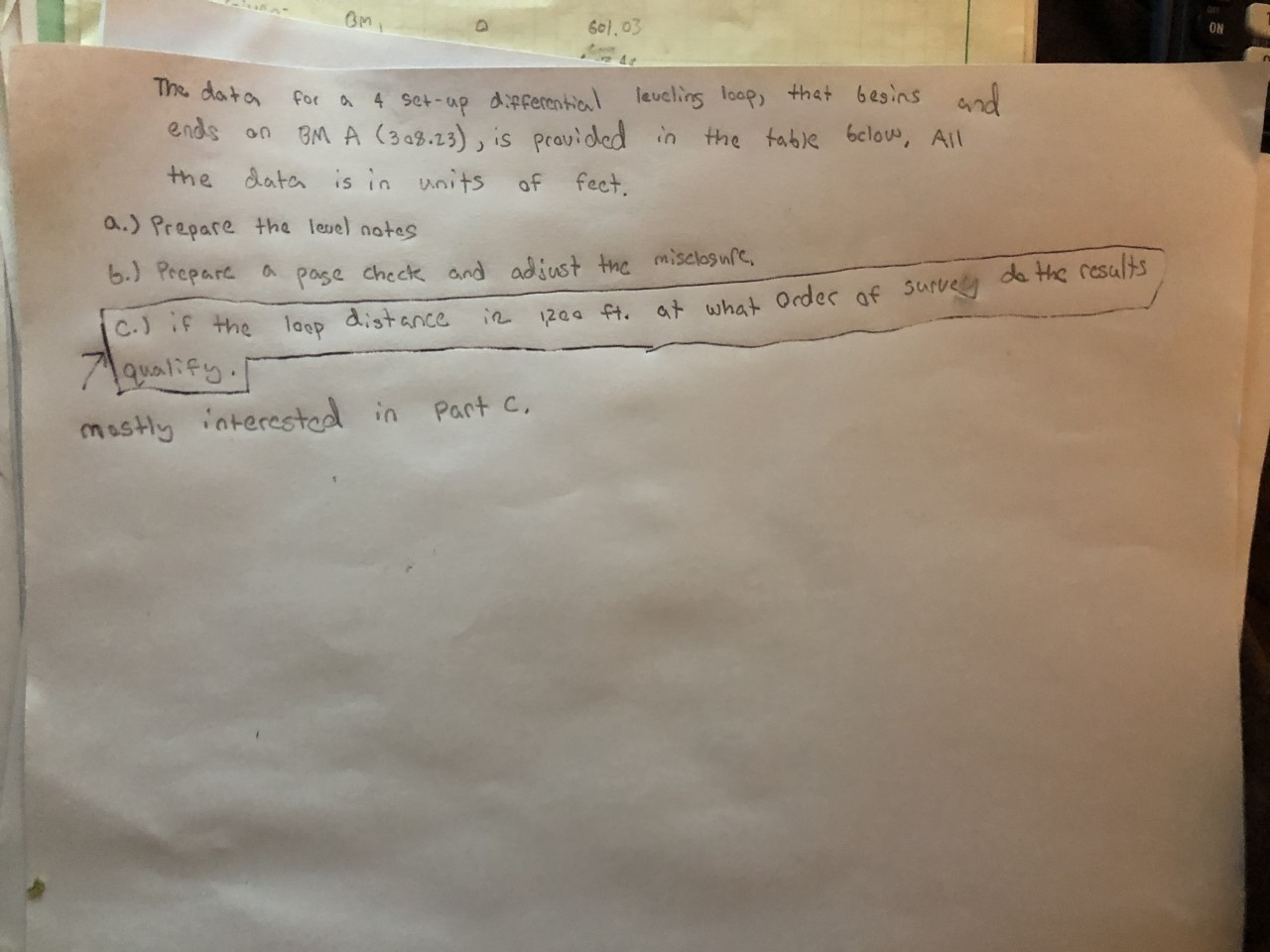 Solved es a . the data for a 4 set-up differential leveling | Chegg.com