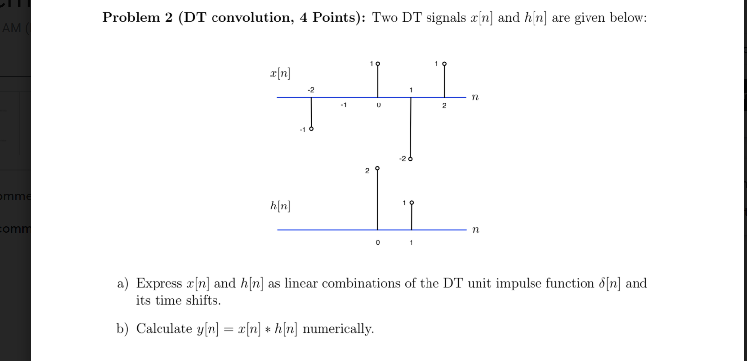 Solved Problem 2 (DT convolution, 4 Points): Two DT signals | Chegg.com
