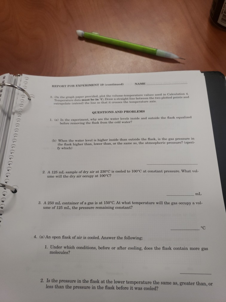 Solved NAME REPORT FOR EXPERIMENT 1 (continued) 5. On the | Chegg.com