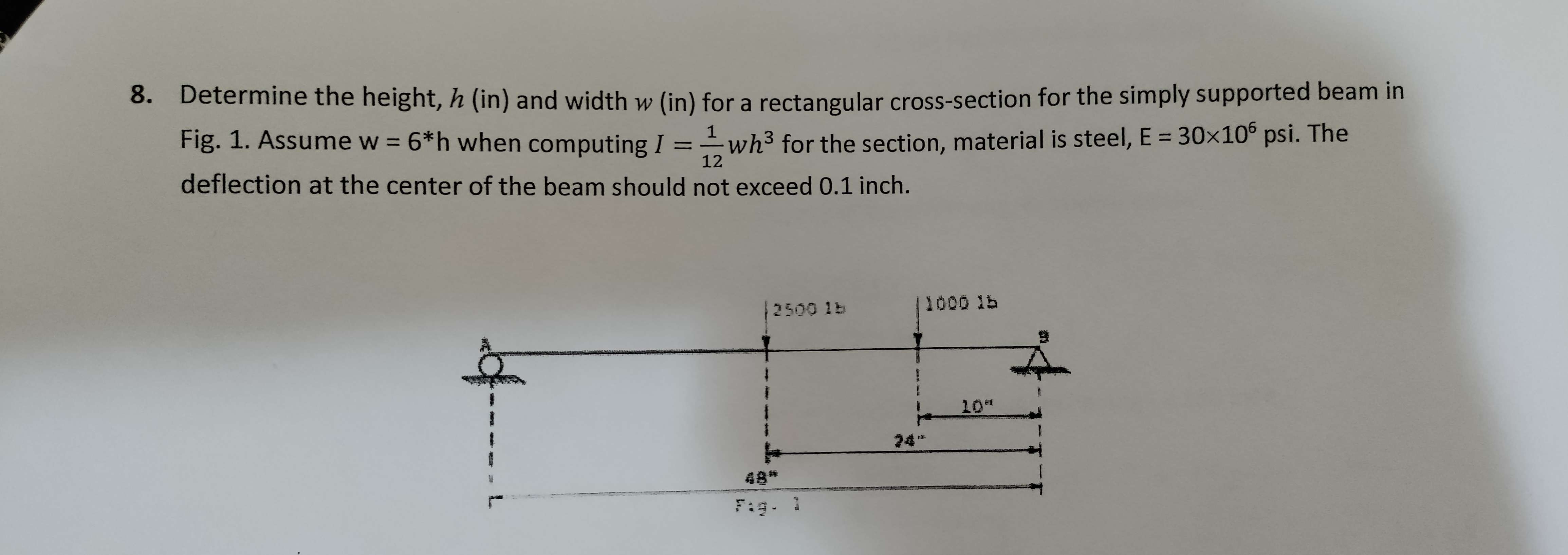 Solved Determine the height, h (in) and width (w) in for a | Chegg.com
