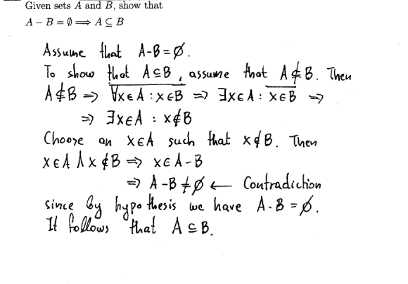 Solved Let A, B be sets. Show that (B − A) ∪ A = B =⇒ A ⊆ | Chegg.com