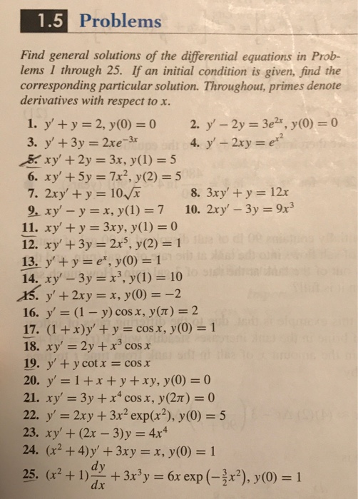 Solved Find general solutions of the differential equations | Chegg.com