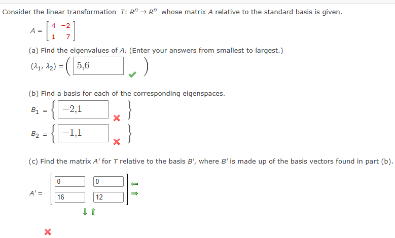 Solved der the linear transformation T:Rn→Rn whose matrix A | Chegg.com