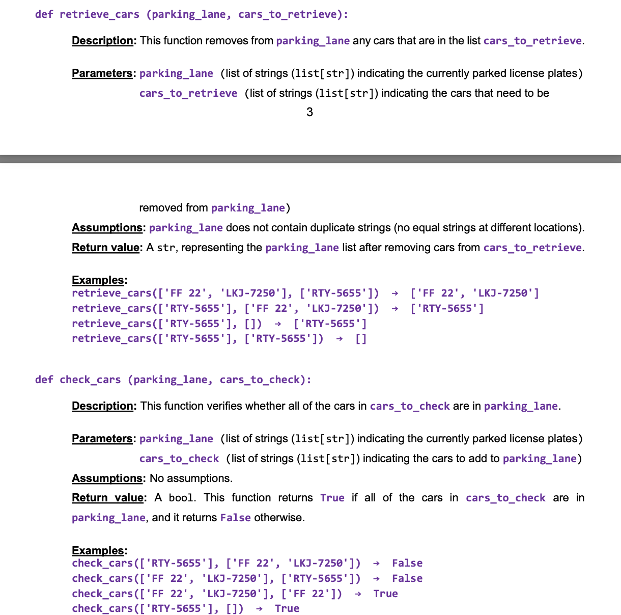 Solved lef retrieve_cars (parking_lane, cars_to_retrieve): | Chegg.com
