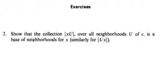 Solved Exercises 2. Show that the collection (xU), over all | Chegg.com