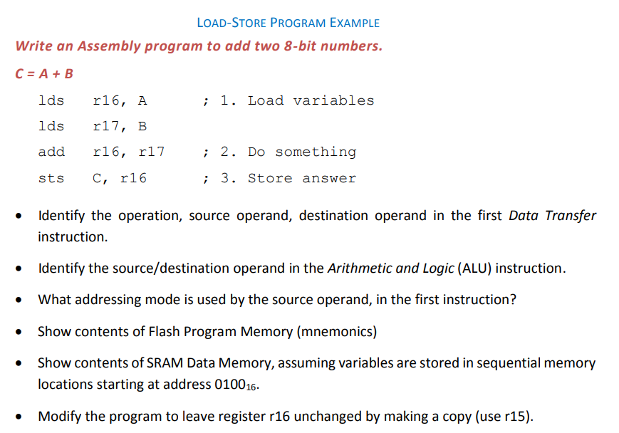 Solved LOAD-STORE PROGRAM EXAMPLE Write an Assembly program | Chegg.com