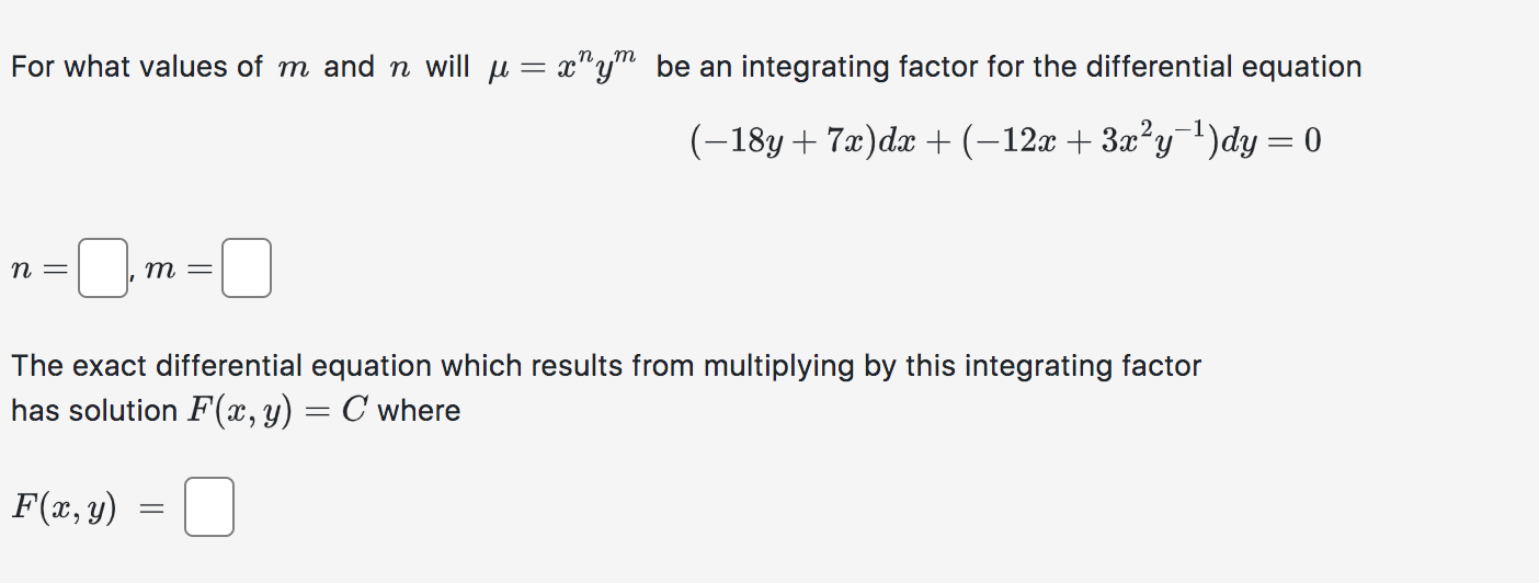 Solved For what values of m and n will μ=xnym be an | Chegg.com