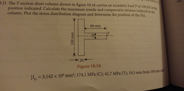Solved .21 The T-section short column shown in figure 10.16 | Chegg.com