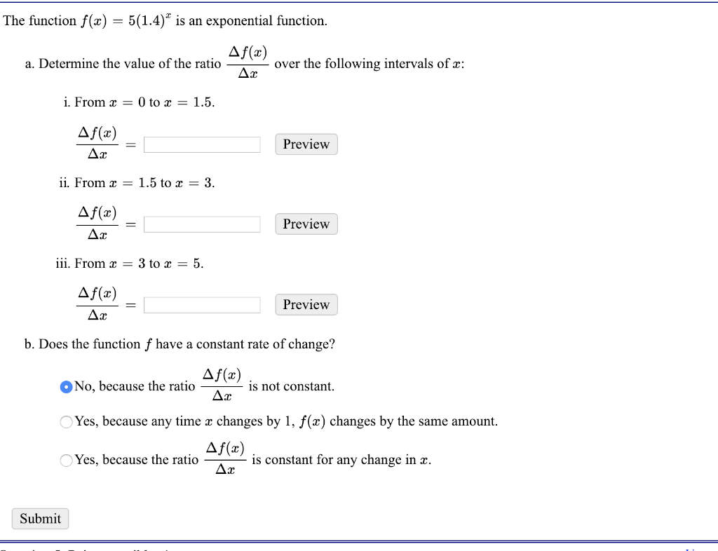 Solved The function f(x) 5 (1.4" is an exponential function | Chegg.com