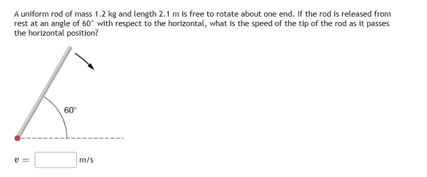 Solved A uniform rod of mass 1.2 kg and length 2.1 m is free | Chegg.com