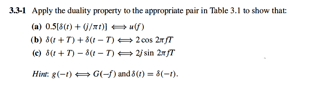Solved 3.3-1 Apply the duality property to the appropriate | Chegg.com