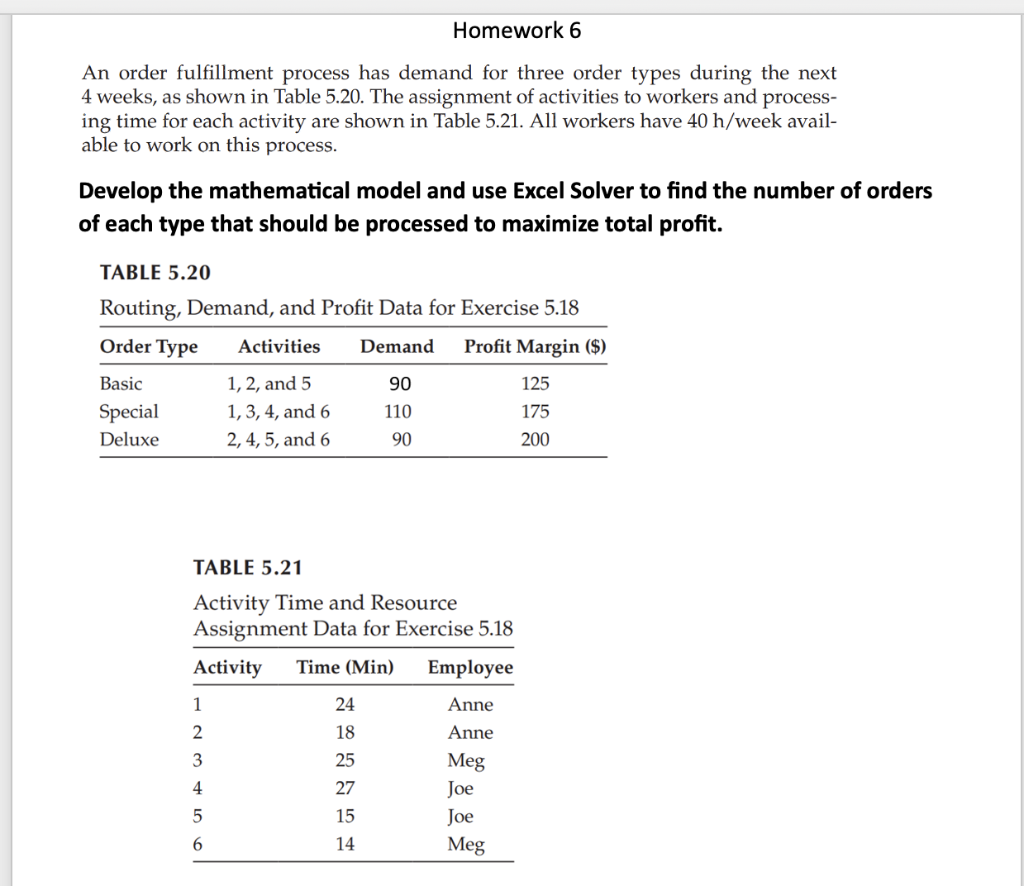 Solved An order fulfillment process has demand for three | Chegg.com