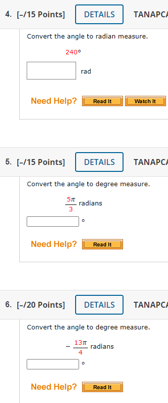 Solved Convert the angle to radian measure. 240∘ rad [-/15 | Chegg.com