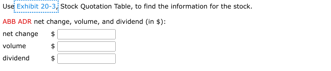 Solved EXHIBIT 20-3 Stock Quotation Table-the Wall Street | Chegg.com