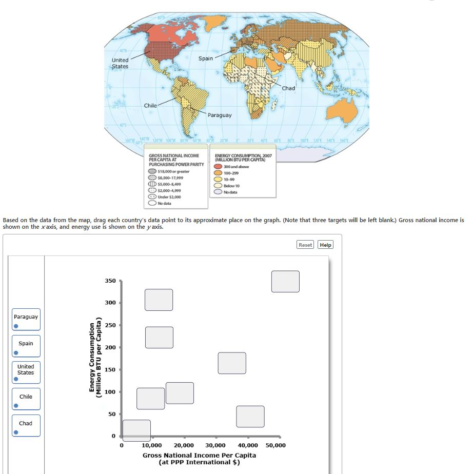 Solved Based on the data from the map, drag each country's | Chegg.com