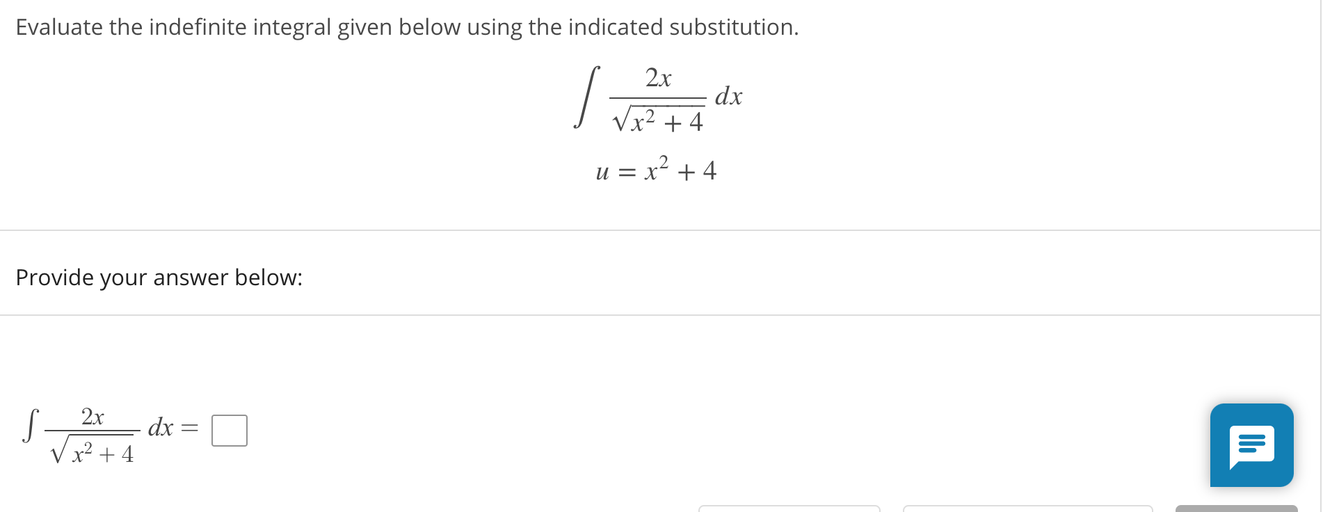 Solved Evaluate the indefinite integral given below using | Chegg.com