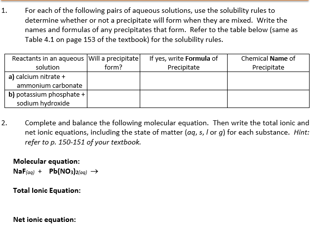 Solved 1. For each of the following pairs of aqueous | Chegg.com