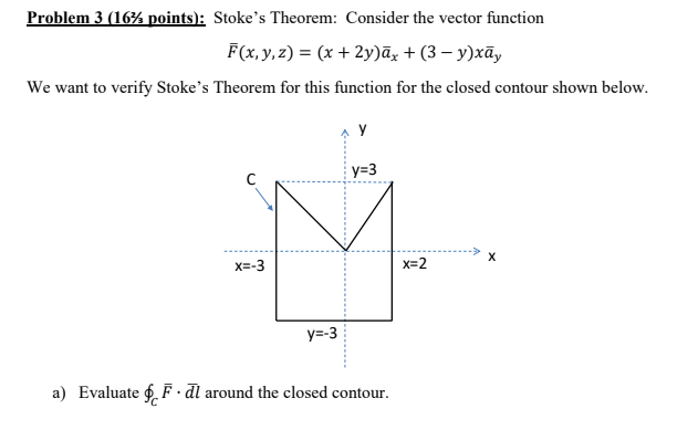 Solved Problem 3 16 Points Stokes Theorem Consider The 1229
