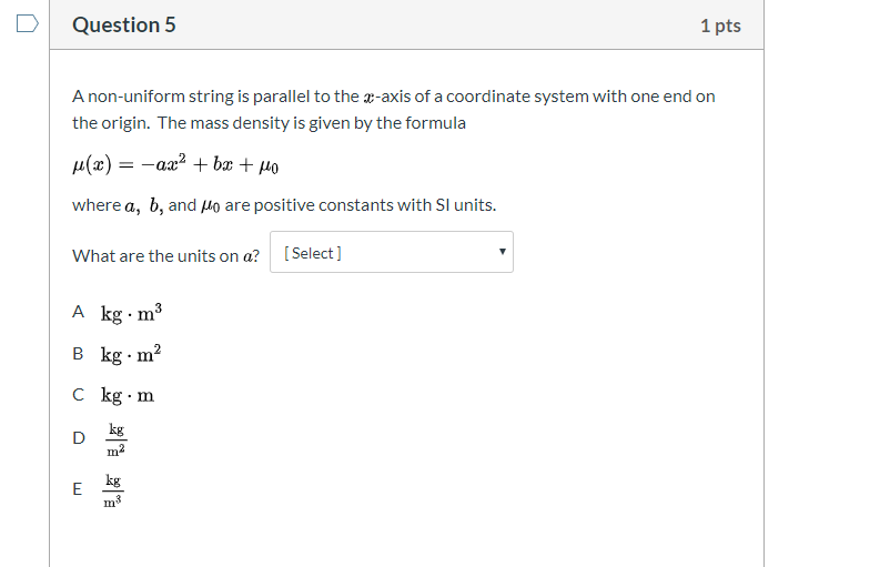 Solved Question 5 1 pts A non-uniform string is parallel to | Chegg.com