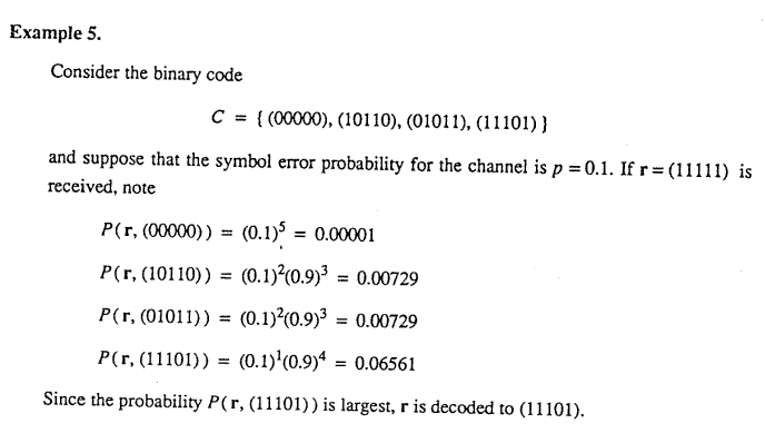 Example 5. Consider the binary code C = {(00000), | Chegg.com