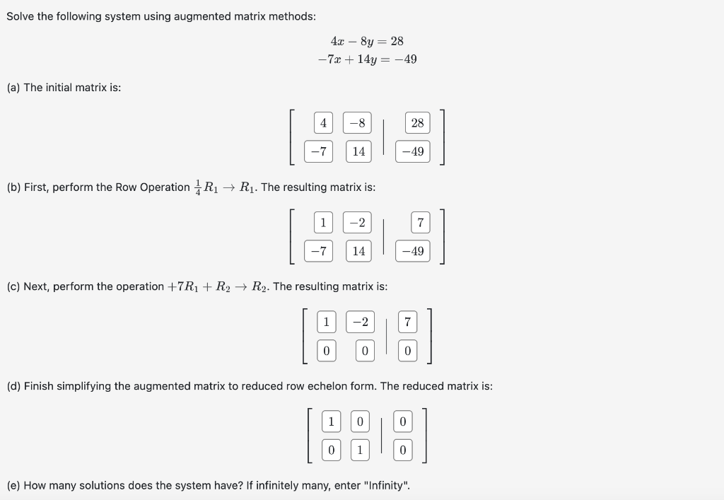 Solve the following system using augmented matrix | Chegg.com