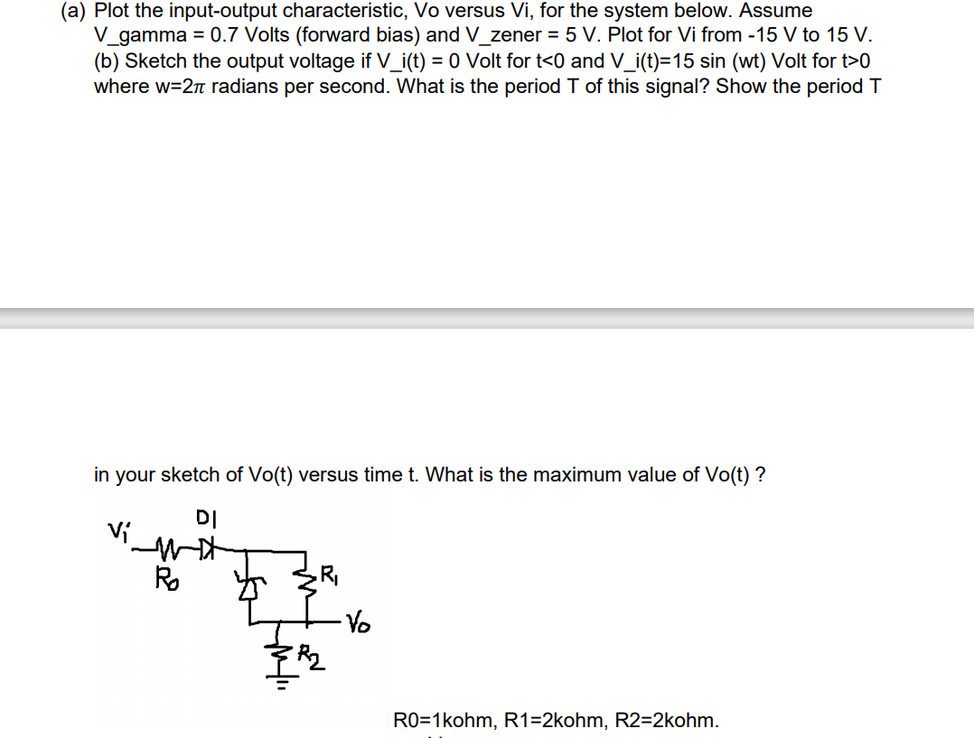 Solved (a) Plot the input-output characteristic, Vo versus | Chegg.com