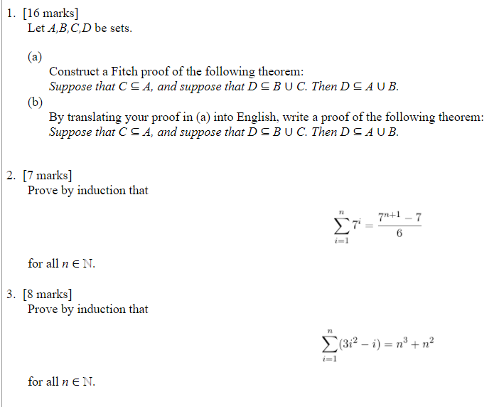 Solved 1. [16 marks] Let A,B,C,D be sets. (a) Construct a | Chegg.com