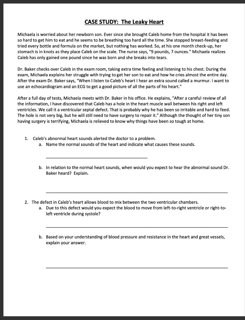 Solved CASE STUDY: The Leaky Heart Michaela is worried about | Chegg.com