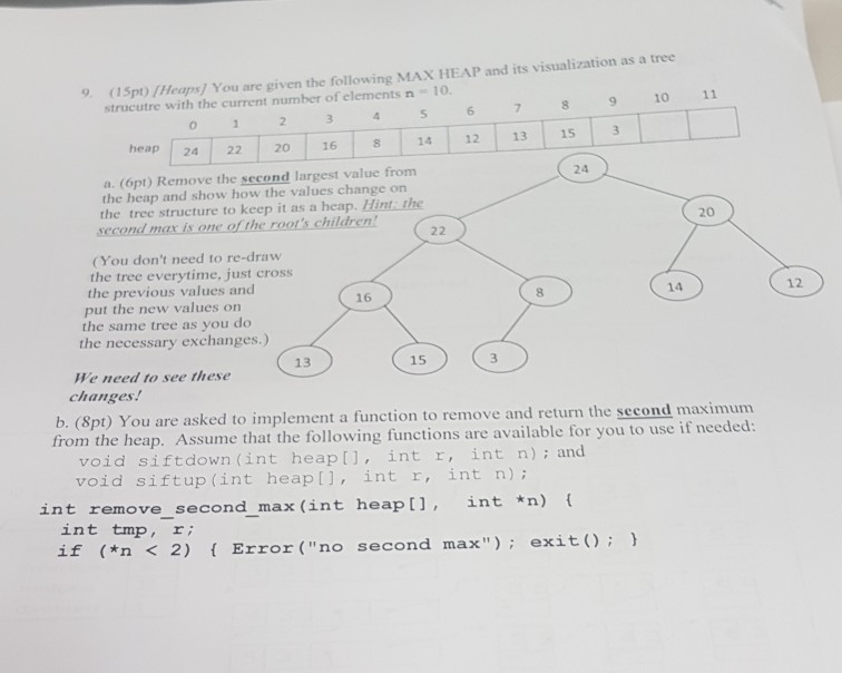 Solved (Spt)/Heaps] You are given the following MAX HEAP and | Chegg.com
