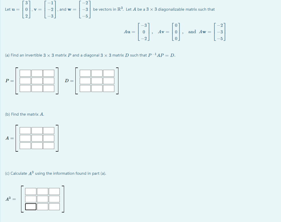 Solved Let u=⎣⎡302⎦⎤,v=⎣⎡−1−2−3⎦⎤, and w=⎣⎡−2−3−5⎦⎤ be | Chegg.com
