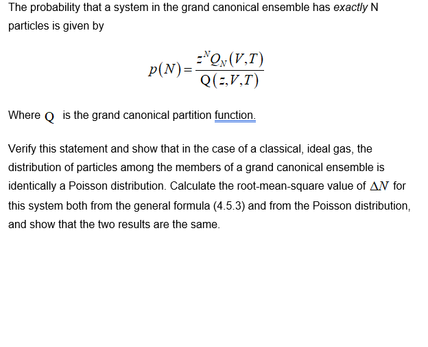Solved The probability that a system in the grand canonical | Chegg.com
