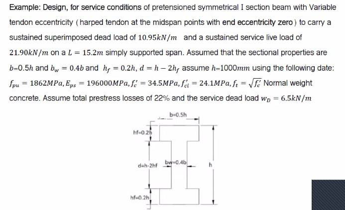 Solved Example: Design, for service conditions of | Chegg.com
