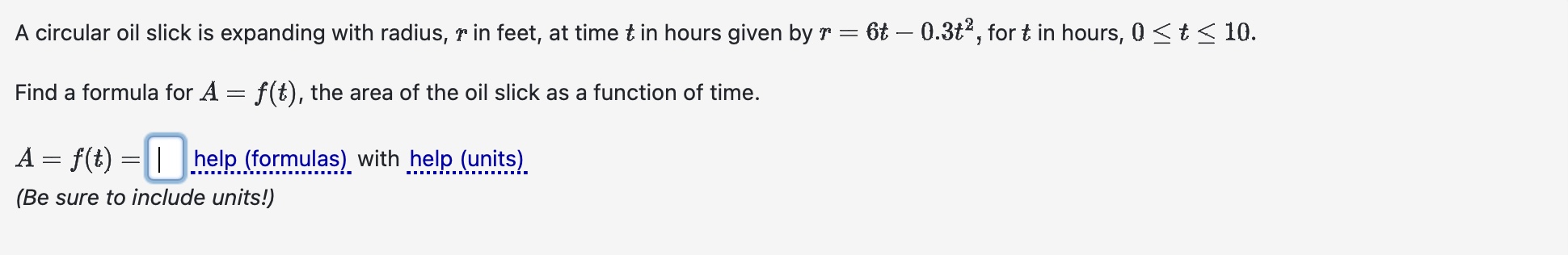 Solved A circular oil slick is expanding with radius, r in | Chegg.com