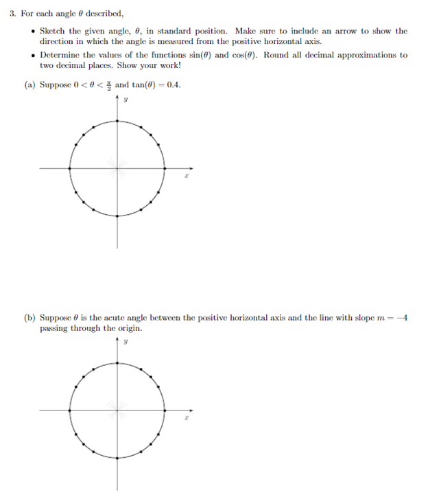Solved 3. For each angle θ described, - Sketch the given | Chegg.com