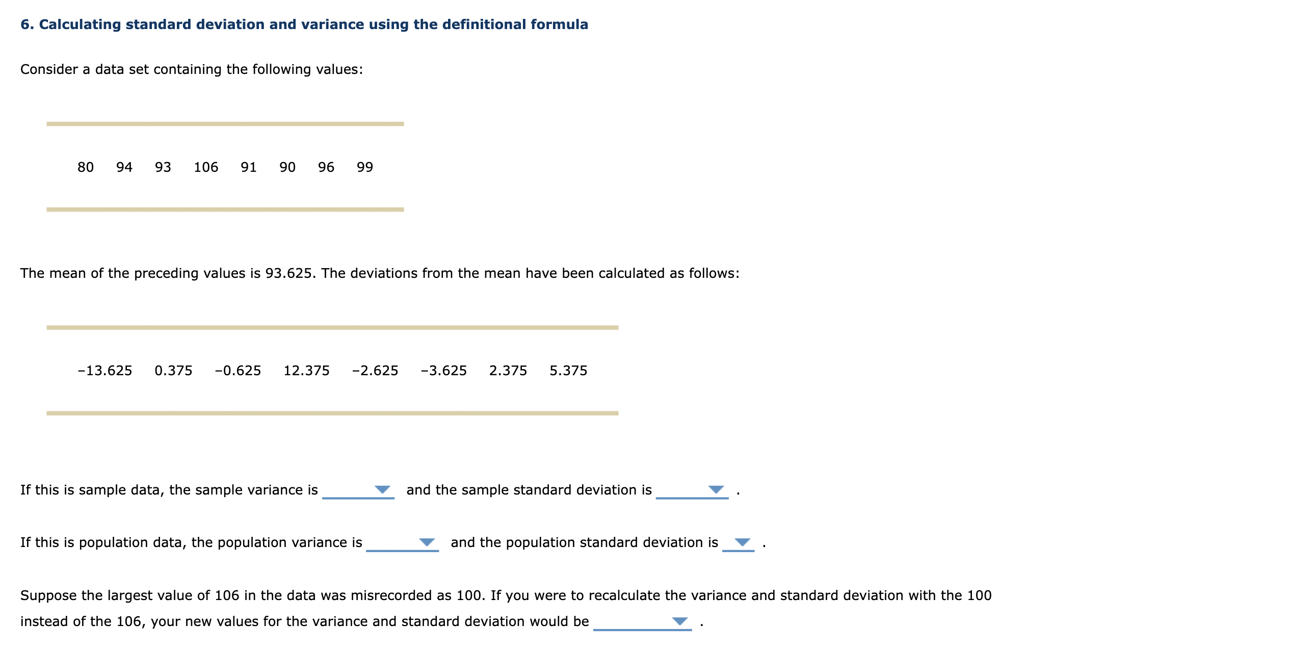 Solved Calculating standard deviation and variance using the | Chegg.com