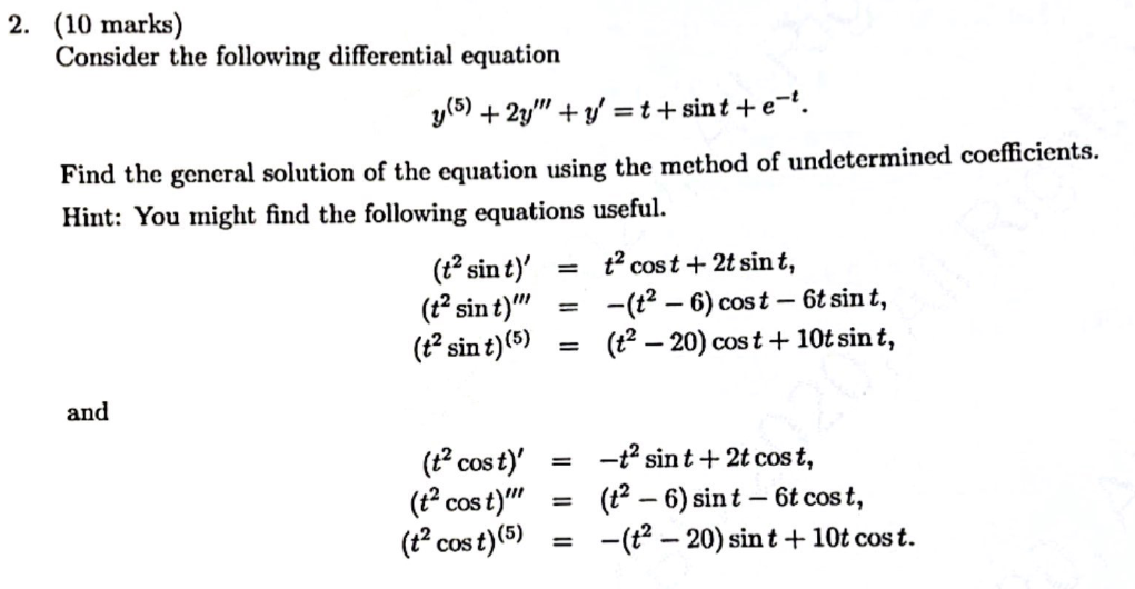 Solved (10 marks) Consider the following differential | Chegg.com