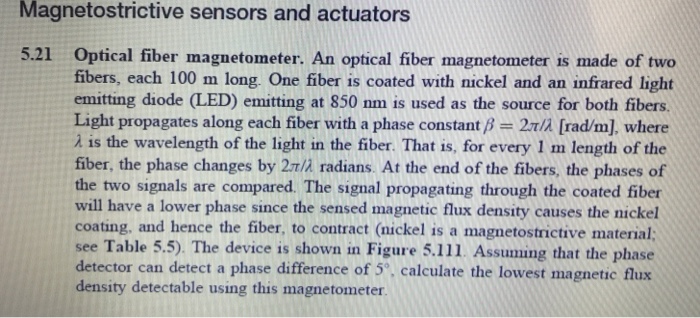 Solved Magnetostrictive sensors and actuators 5.21 Optical | Chegg.com