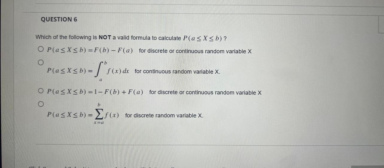 Solved Which of the following is NOT a valid formula to | Chegg.com
