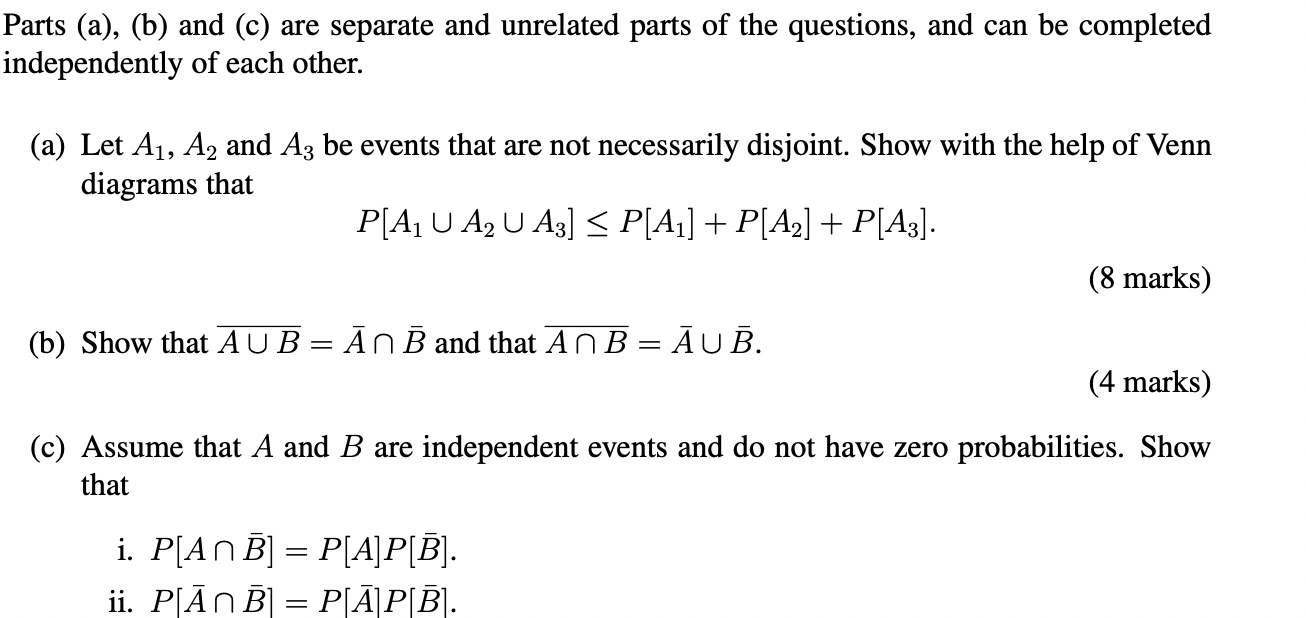 Solved Parts (a), (b) and (c) are separate and unrelated | Chegg.com