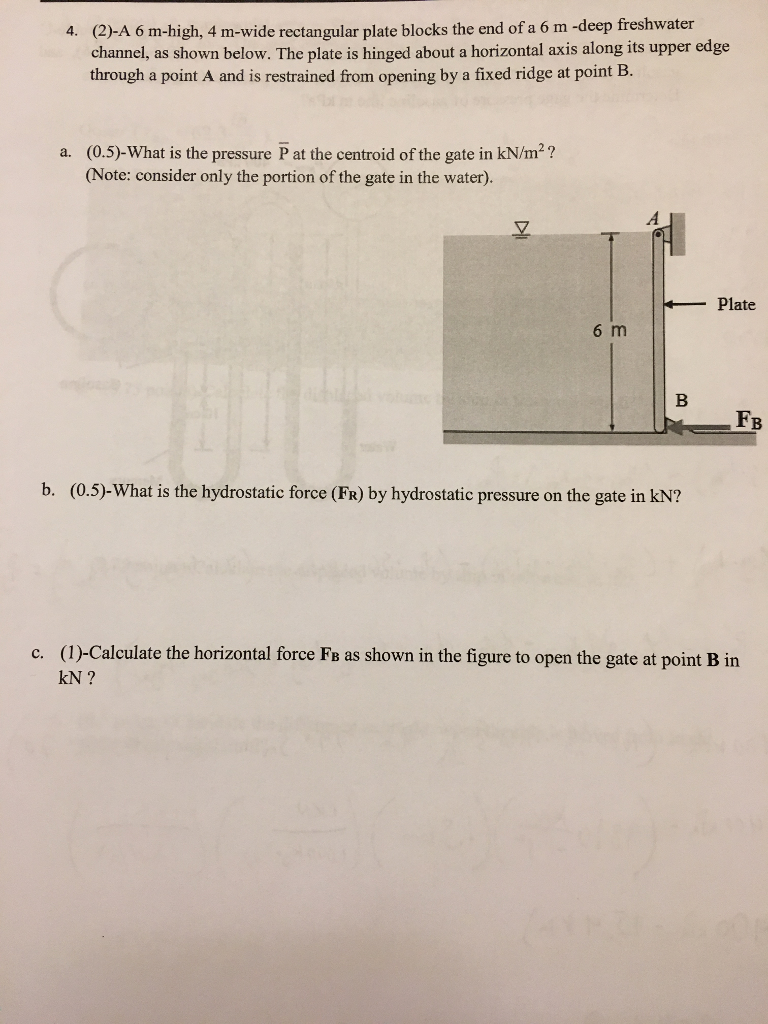 Solved (2)-A 6 m-high, 4 m-wide rectangular plate blocks the | Chegg.com