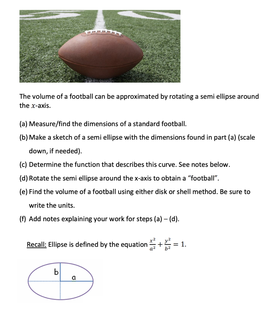 Solved The volume of a football can be approximated by | Chegg.com