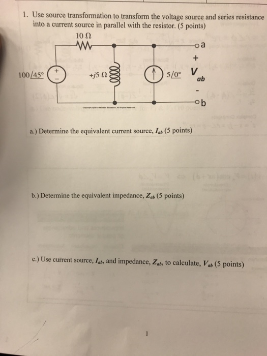 Solved 1. Use source transformation to transform the voltage | Chegg.com