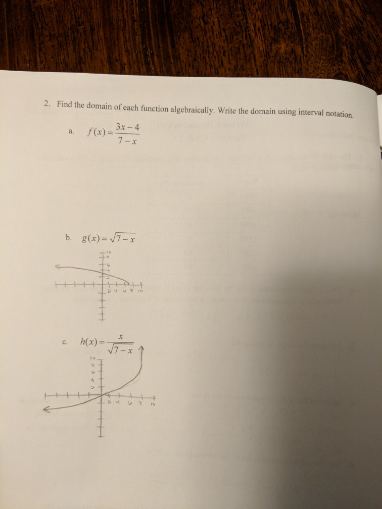 Solved 2. Find the domain of each function algebraically. | Chegg.com