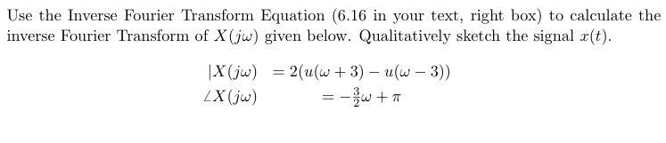 Solved Use the Inverse Fourier Transform Equation (6.16 in | Chegg.com