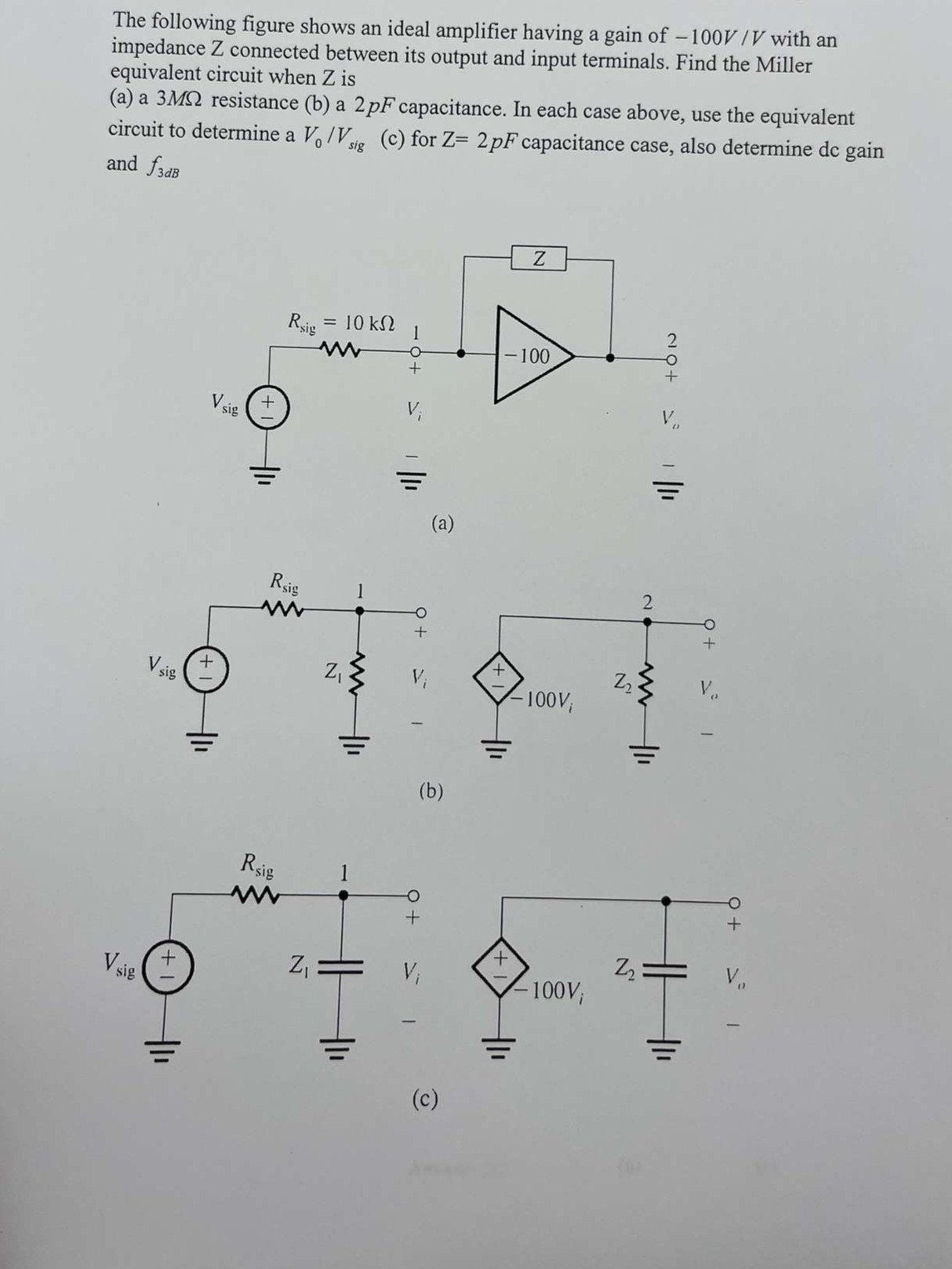 Solved The following figure shows an ideal amplifier having | Chegg.com