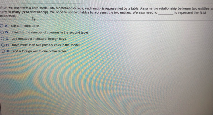 Solved hen we transform a data model into a database design, | Chegg.com