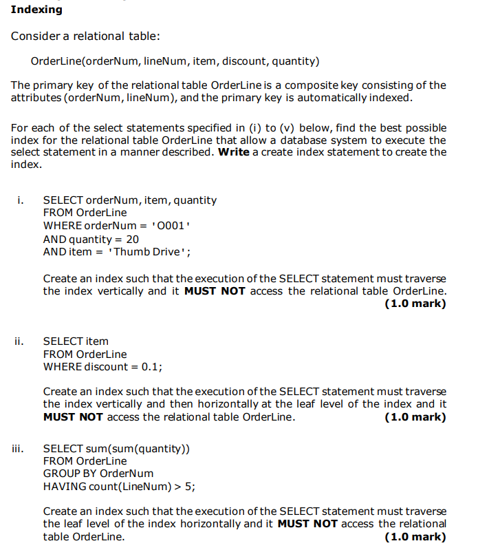 Solved Indexing Consider a relational table: | Chegg.com