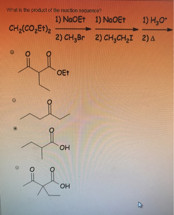 Solved What is the product of the reaction sequence? 1) | Chegg.com
